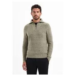 Stehkragenpullover NO EXCESS "NO EXCESS Wollpullover mit hohem Rei&szlig;verschluss", Herren, Gr. XL, sand, 41% Acryl, 31% Baumwolle, 17% Nylon, 8% Wolle, 3% Elasthan, Pullover Stehkragenpullover