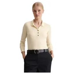 Marc O'Polo Langarm-Poloshirt MARC O'POLO "aus Organic-Cotton-Modal-Mix", Damen, Gr. L, raw cream, Obermaterial: 52% Baumwolle, 48% Modal, unifarben, regular fit, normaler Saum, Shirts