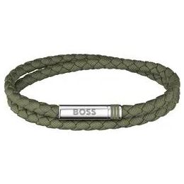 Armband BOSS "ARES SUMMER", khaki, edelstahlfarben, Armb&auml;nder, Damen, 19cm, Edelstahl Nylon, Edelstahl, Nylon, Armband, Emaille