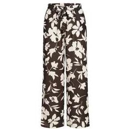 Stoffhose CLOUD 5IVE "CLOUD 5IVE Pants with tie belt and aop flower print", Damen, Gr. XXL, US-Gr&ouml;&szlig;en, beige, braun, 95% Polyester, 5% Elasthan, gebl&uuml;mt, loose fit, Hosen Stoffhose