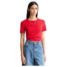 Marc O'Polo T-Shirt MARC O'POLO DENIM "aus weichem Rippjersey", Damen, Gr. L, carmine rot, Obermaterial: 96% Baumwolle, 4% Elasthan, unifarben, Basic, slim fit, Rundhals, normaler Saum, Shirts T-Shirt