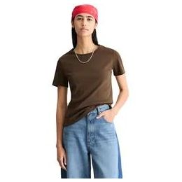 Marc O'Polo T-Shirt MARC O'POLO DENIM "aus weichem Rippjersey", Damen, Gr. S, hazelnut braun, Obermaterial: 96% Baumwolle, 4% Elasthan, unifarben, Basic, slim fit, Rundhals, normaler Saum, Shirts T-Shirt