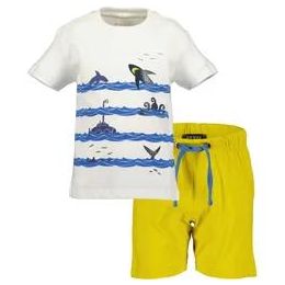 T-Shirt Blue Seven "Blue Seven Set: T-Shirt und Shorts", Jungen, Gr. 134, 0110, sanftes wei&szlig;, 100% Baumwolle, normal, Rundhals, Shirts T-Shirt