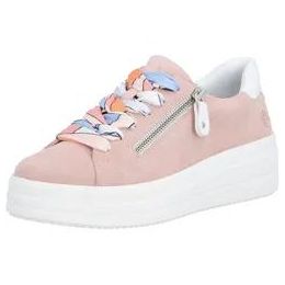 Plateausneaker Remonte, Damen, Gr. 38, ros&eacute;, wei&szlig;, Veloursleder, unifarben mit Farbeinsatz, Schuhe Plateausneaker, Freizeitschuh, Halbschuh, Schn&uuml;rer mit Wechselfu&szlig;bett