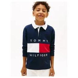 Poloshirt Tommy Hilfiger, Jungen, Gr. 6 (116), schwarz night navy, Single Jersey, Obermaterial: 100% Baumwolle, unifarben, regular fit normal, Rundhals, eingesetzt angesetztes B&uuml;ndchen, Shirts, Kinder bis 16 Jahre, mit Polokragen