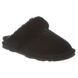 Hausschuh Bearpaw "Loki", Herren, Gr. 39, schwarz, Veloursleder, Fellimitat, Basic, Schuhe Hausschuh, Home Slipper, Pantoffel mit Warmfutter