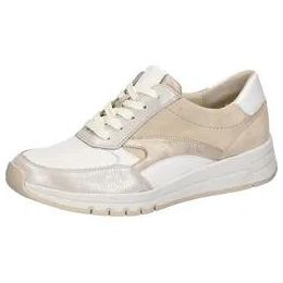 Waldl&auml;ufer Keilsneaker WALDL&Auml;UFER, Damen, Gr. 6 (39), beige, wei&szlig;, goldfarben, Nappaleder, Textil, Veloursleder, kontrastfarbene Details, Schuhe, Schn&uuml;rschuh, Halbschuh, Freizeitsneaker mit weichem Schaftrand