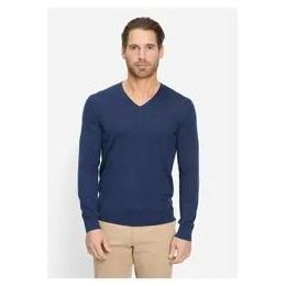 Strickpullover OLYMP "OLYMP Casual Strick", Herren, Gr. L, royal, 85% Schurwolle, 15% Seide, Pullover Strickpullover