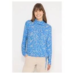 Langarmshirt Cecil, Damen, Gr. M (40), fountain blau melange, Stoff, 67% Viskose, 28% Polyester, 5% Elasthan, gemustert, comfort fit normal, Rundhals, normaler Saum, Shirts Langarmshirt, mit Schalkragen