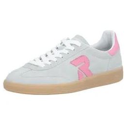 Sneaker Rieker SPORT "San Diego Swing2GO", Damen, Gr. 42, eisblau, rosa, Veloursleder, unifarben mit Farbeinsatz, Schuhe Sneaker, Retro-Sneaker, Freizeitschuh, Halbschuh mit herausnehmbarem Fu&szlig;bett