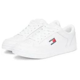 Tommy Hilfiger Sneaker TOMMY JEANS "TJM CUPSOLE LONG LACE LEATHER", Herren, Gr. 41, ecru, Leder, Lederimitat, Schuhe Sneaker, Freizeitschuh, Halbschuh, Schn&uuml;rschuh mit Ziern&auml;hten