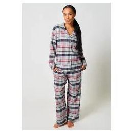Pyjama Skiny "Night In Skiny Flanell", Damen, Gr. 40, classic melange check, Flanell, Obermaterial: 100% Baumwolle, kariert, meliert, normal lang, tiefer V-Ausschnitt, Homewear-Sets Pyjama, w&auml;rmend, Cotton, kuschelig weich, Bindeband, elastischer Bund