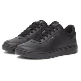 Sneaker Tommy Hilfiger "BASKET CORE LITE LTH BLOCK", Herren, Gr. 45, schwarz, Leder, Lederimitat, Textil, Schuhe Sneaker, Freizeitschuh, Halbschuh, Schn&uuml;rschuh mit seitlicher Logoverzierung