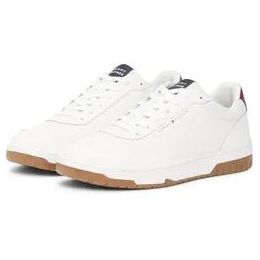 Sneaker Tommy Hilfiger "BASKET CORE LITE LTH BLOCK", Herren, Gr. 41, wei&szlig;, rot, blau, Leder, Lederimitat, Textil, Schuhe Sneaker, Freizeitschuh, Halbschuh, Schn&uuml;rschuh mit seitlicher Logoverzierung