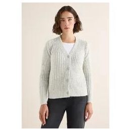 Cardigan Cecil, Damen, Gr. XXL (46), metal grau melange, Web, 58% Baumwolle, 24% Polyacryl, 10% Nylon, 8% Polyester, unifarben, normal normal, V-Ausschnitt, Strickb&uuml;ndchen, Strickjacken, Grobstrick