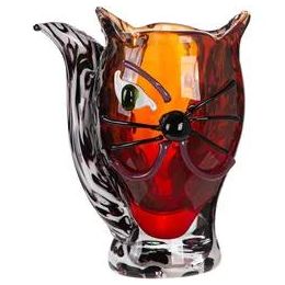 Tischvase Gilde "Gesichtsvase Katze Cat braun H. 27 cm", braun, B:23cm H:27cm T:16cm, Glas, Vasen