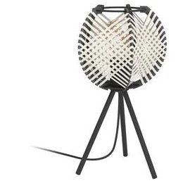 Eglo Tischleuchte "Waverton Tischampe, Nachttischlampe, Metall, Holz, Textil in Wei&szlig;, E27", schwarz, 1, &Oslash; 22cm H: 40cm, 1 Stk., Leuchten, Tischleuchte - H40 x &Oslash;22 cm - schwarz - 1X40W exkl., Tischleuchte