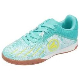 Indoorschuh Jako "J-SI VINI", M&auml;dchen, Gr. 32, ocean, neon gelb, Synthetik, Schuhe, Hallenschuh, Fussballschuh, Sportschuhe, nicht abf&auml;rbende Sohle