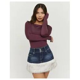 Langarmbody Tally Weijl "SBOPABOTIC", Damen, Gr. S, N-Gr, mauve wine, Jersey, Obermaterial: 93% Polyamid, 7% Elasthan, unifarben, figurbetont, Rundhals, Bodys, Materialmix, figurbetont