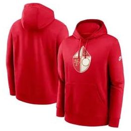 Kapuzenpullover Nike "Nike Hoodie San Francisco 49ers Nike Club Fleece", Damen, Gr. L, rot, 80% Baumwolle, 20% Polyester, Pullover Kapuzenpullover