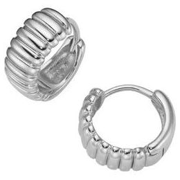 Paar Creolen Firetti "Schmuck Geschenk Silber 925 Ohrschmuck Ohrringe geriffelt", silberfarben, Ohrringe, Damen, 13,7mm, Silber 925 (Sterlingsilber)