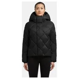 Steppjacke Khujo "Lilian", Damen, Gr. XXL (44), schwarz, Obermaterial: 100% Nylon; Innenfutter: 100% Nylon; Wattierung: 100% Polyester, gerade h&uuml;ftbedeckend, hoch geschlossener Ausschnitt, eng Rippstrickb&uuml;ndchen, Jacken Steppjacke, Damen Winterjacke mit Karo-Steppung