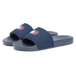Tommy Hilfiger Pantolette TOMMY JEANS "TJM POOL SLIDE", Herren, Gr. 42, dunkelblau, Textil, Schuhe Pantolette, Sommerschuh, Badeschuh, Hausschuh mit Logoschriftzug