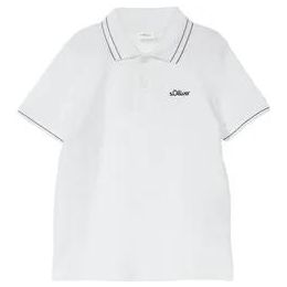 Poloshirt s.Oliver JUNIOR, Jungen, Gr. 128/134, wei&szlig;, Jersey, Obermaterial: 100% Baumwolle, bestickt, normal h&uuml;ftbedeckend, Rundhals, B&uuml;ndchen, Shirts, mit Logo-Stickerei, f&uuml;r Boys