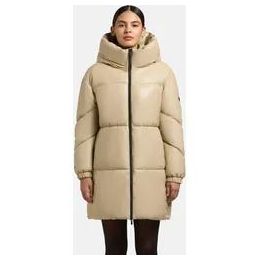 Wintermantel Khujo "Lorsa", Damen, Gr. L (40), beige, Obermaterial: 100% Polyurethan. Innenfutter: 100% Polyester. Wattierung: 100% Polyester. Beschichtung: 100% Polyurethan, loose fit ca. Mitte Oberschenkel, hoch geschlossener Ausschnitt, &Auml;rmel ohne &Auml;rmelschlitz B&uuml;ndchen mit Gummizug, M&auml;ntel Wintermantel, Winter Steppmantel in Kunstlederoptik