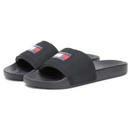 Tommy Hilfiger Pantolette TOMMY JEANS "TJM POOL SLIDE", Herren, Gr. 45, schwarz, Textil, Schuhe Pantolette, Sommerschuh, Badeschuh, Hausschuh mit Logoschriftzug