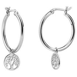 Paar Creolen Firetti "Schmuck Geschenk Silber 925 Ohrschmuck Ohrringe Baum des Lebens", silberfarben, Ohrringe, Damen, 37mm, Silber 925 (Sterlingsilber)
