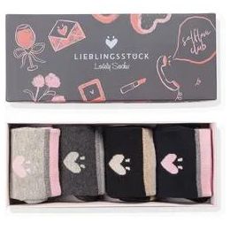 LIEBLINGSST&Uuml;CK Langsocken LIEBLINGSST&Uuml;CK "KellyEp - Geschenkbox - Regular", Damen, Gr. 39-42, 490, navy, Baumwolle, Elasthan, Polyamid, metallisierte Fasern, normal, Socken, mit Baumwoll-Anteil