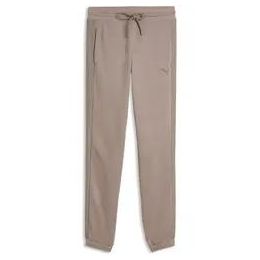 Sporthose Puma "HER High-Waist-Jogginghose Damen", Damen, Gr. XS, Normalgr&ouml;&szlig;en, sandstone beige, Obermaterial: 32% Polyester, 68% Baumwolle. Seitenpartie: 100% Nylon. Seitentasche &ndash; Oben: 100% Baumwolle, unifarben, comfort fit, Hosen Sporthose