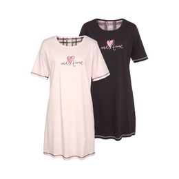 Vivance By Lascana Nachthemd 'Dreams' Damen Gr&ouml;&szlig;e XS/S braun / pink / hellpink / schwarz