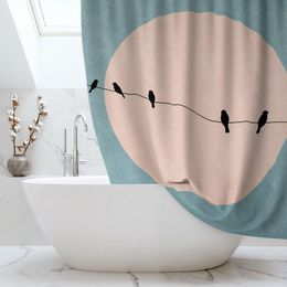Bilderwelten Duschvorhang V&ouml;gel vor rosa Sonne I