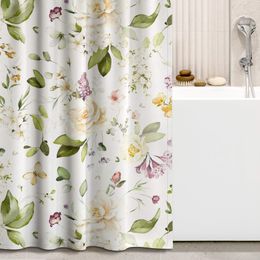 Bilderwelten Duschvorhang Wildblumen und Wei&szlig;e Rosen Aquarell Muster