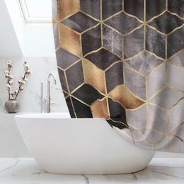 Bilderwelten Duschvorhang Schwarz Wei&szlig; goldene Geometrie