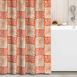 Bilderwelten Duschvorhang Retro Blumen Muster Orange Rosa