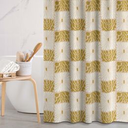 Bilderwelten Duschvorhang Retro Blumen Muster Beige