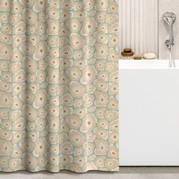 Bilderwelten Duschvorhang Retro Bl&uuml;ten Muster Beige