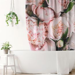 Bilderwelten Duschvorhang Rosa Pfingstrosen mit Bl&auml;ttern