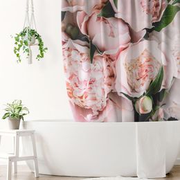 Bilderwelten Duschvorhang Rosa Pfingstrosen mit Bl&auml;ttern