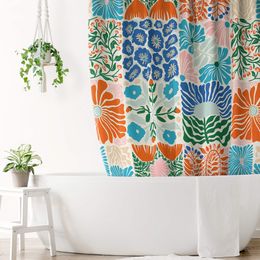 Bilderwelten Duschvorhang Retro Patchwork Blumen Muster Bunt