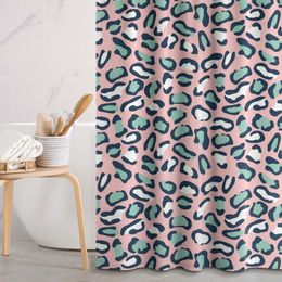 Bilderwelten Duschvorhang Leopardenmuster in Pastell Rosa und Blau