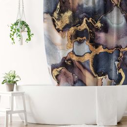 Bilderwelten Duschvorhang Marmor Aquarell mit Gold