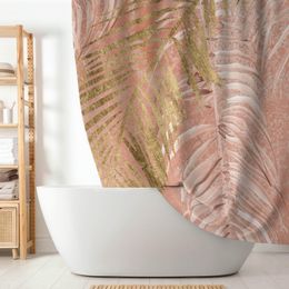Bilderwelten Duschvorhang Palmenbl&auml;tter Rosa und Gold I