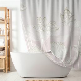 Bilderwelten Duschvorhang Lotus Illustration Gold und Rosa