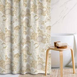 Bilderwelten Duschvorhang Kraniche und Chrysanthemen Beige