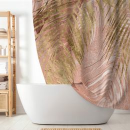 Bilderwelten Duschvorhang Palmenbl&auml;tter Rosa und Gold III