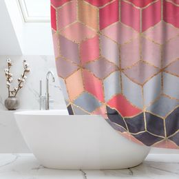 Bilderwelten Duschvorhang Buntes Pastell goldene Geometrie